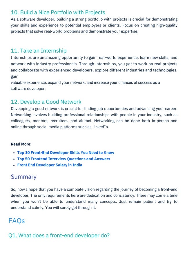 Frontend Developer Roadmap PDF By Scholarhat | PDF