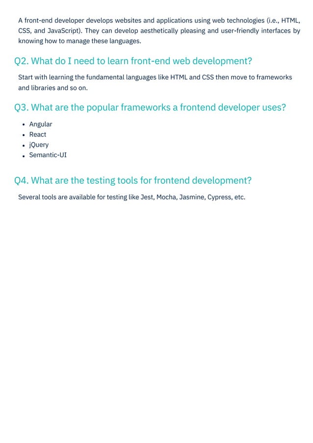 Frontend Developer Roadmap PDF By Scholarhat | PDF