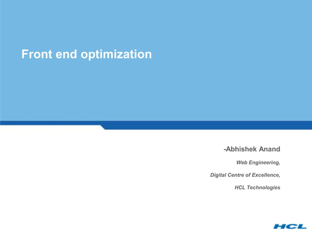 Front End Optimization Pptx Web Design And Html Internet
