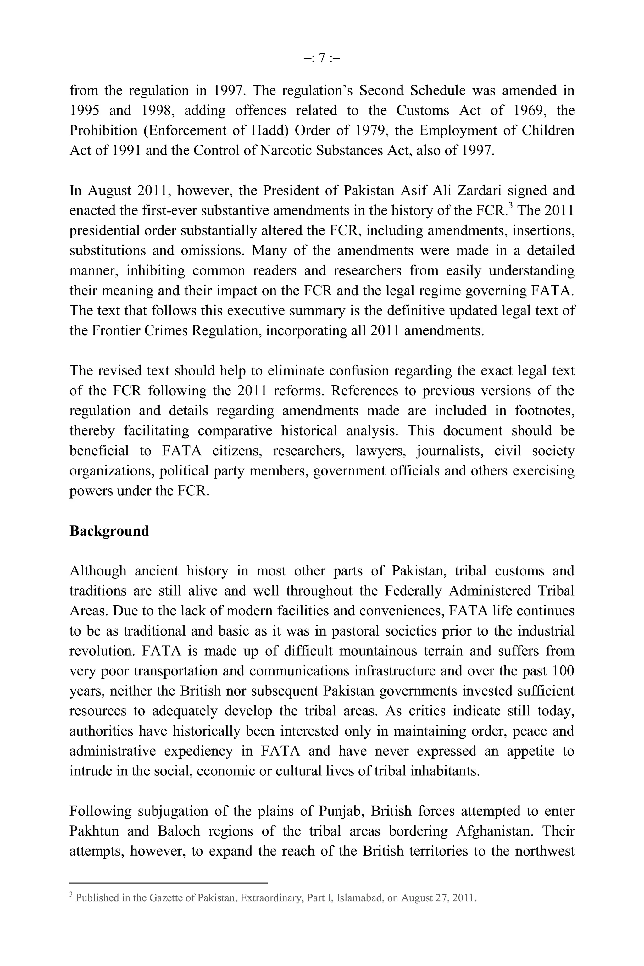 Frontier Crimes Regulation (FCR) 1901, As Amended in 2011 (English ...