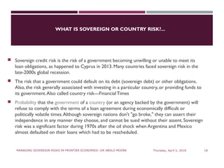Managing EMERGING Sovereign Risks in Frontier ECONOMIES by Dr. Emmanuel ...