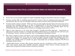 Managing EMERGING Sovereign Risks in Frontier ECONOMIES by Dr. Emmanuel ...