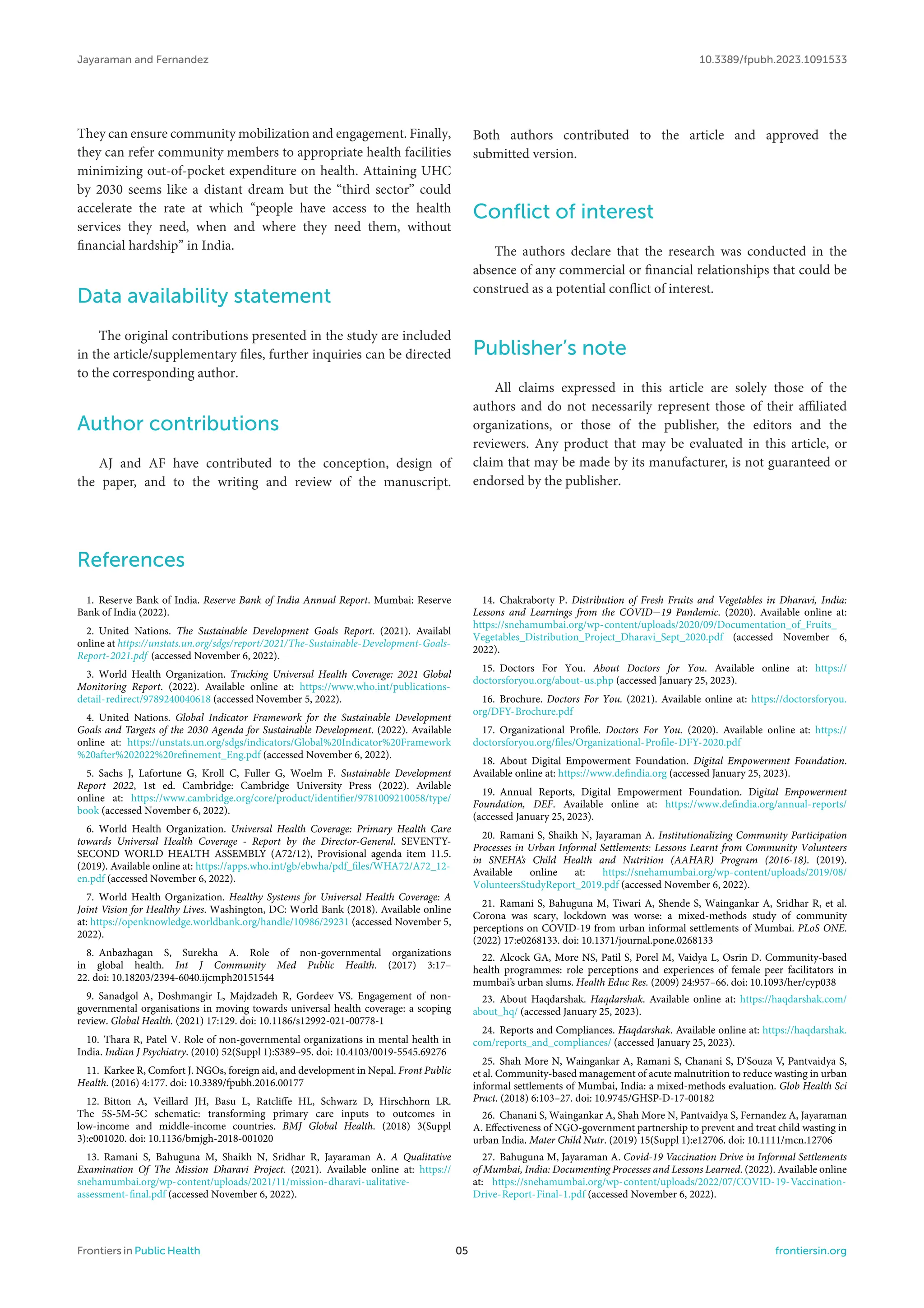 Role of civil society in health care: | PDF