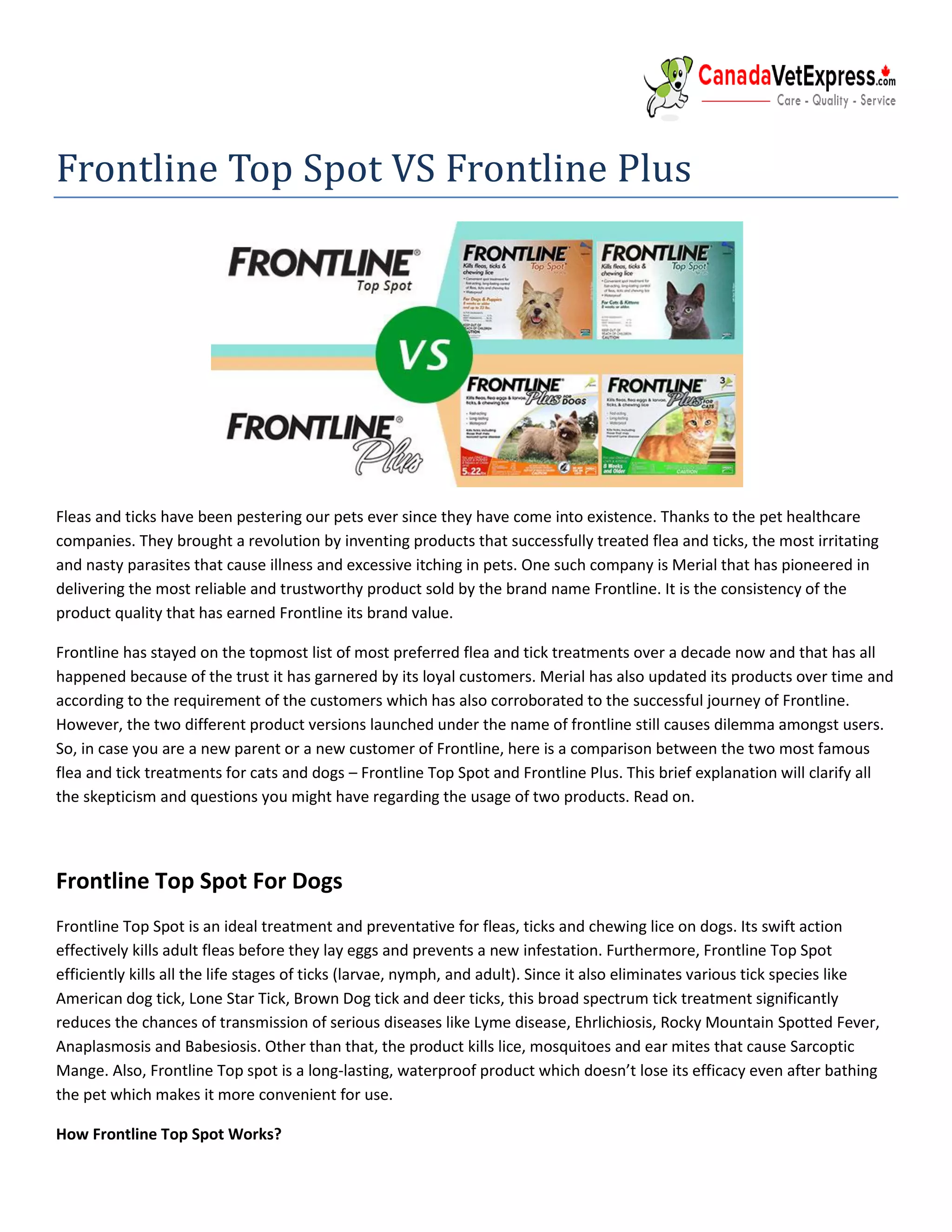 Frontline plus vs frontline top spot | PDF