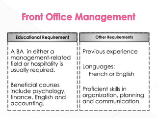 Front office | PPTX | Business Accounting & Finance | Business