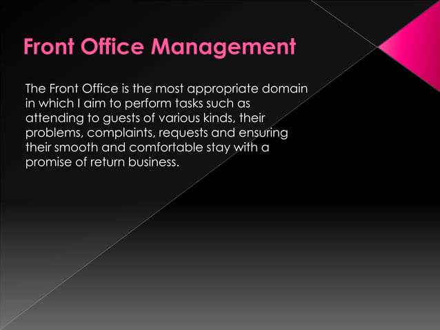 Front office | PPTX | Business Accounting & Finance | Business