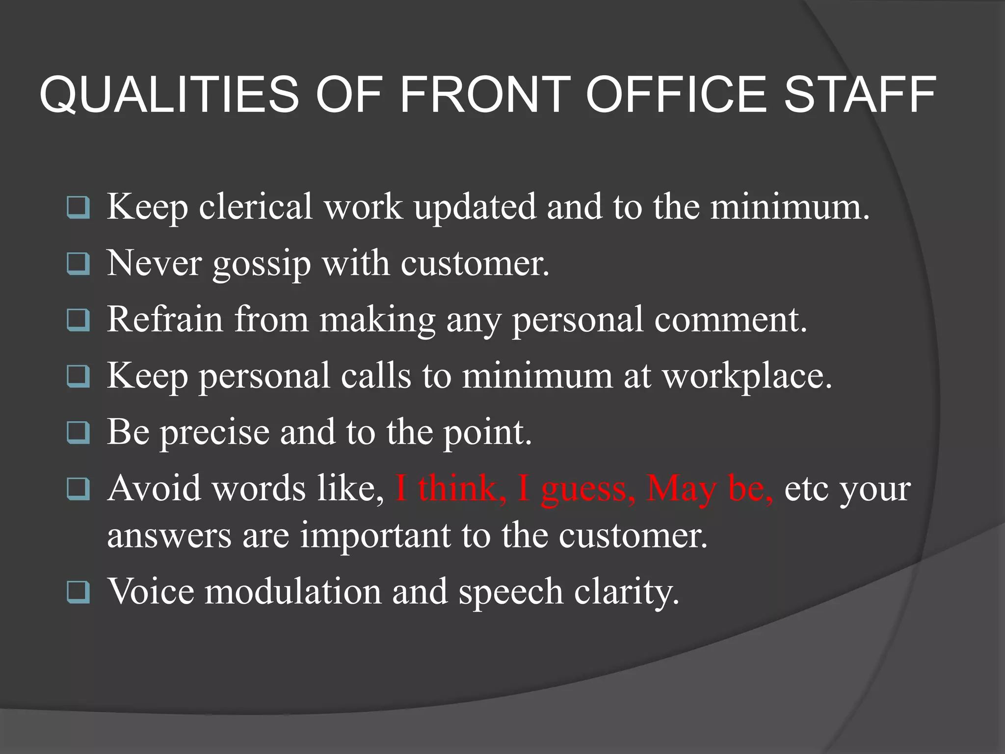 Front office of hotel | PPTX