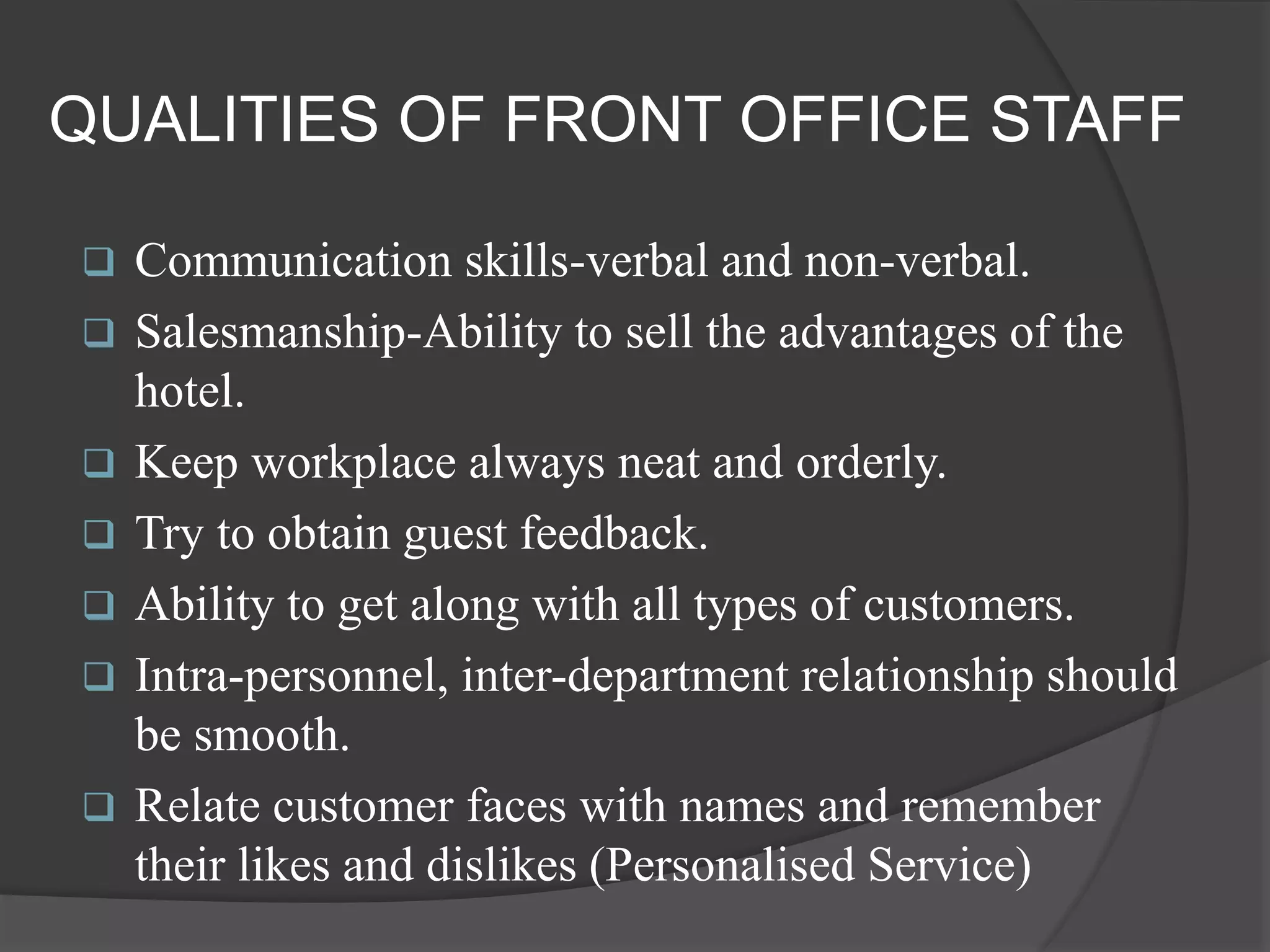 Front office of hotel | PPTX