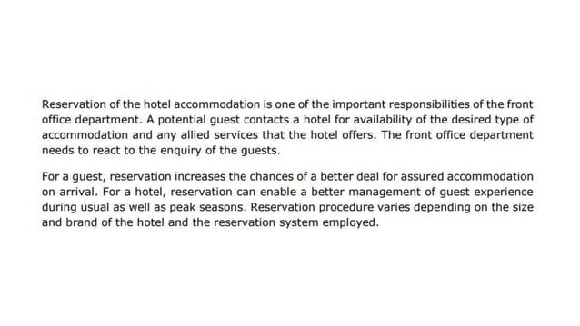 FRONT OFFICE - RESERVATION for BSHM.pptx | Free Download