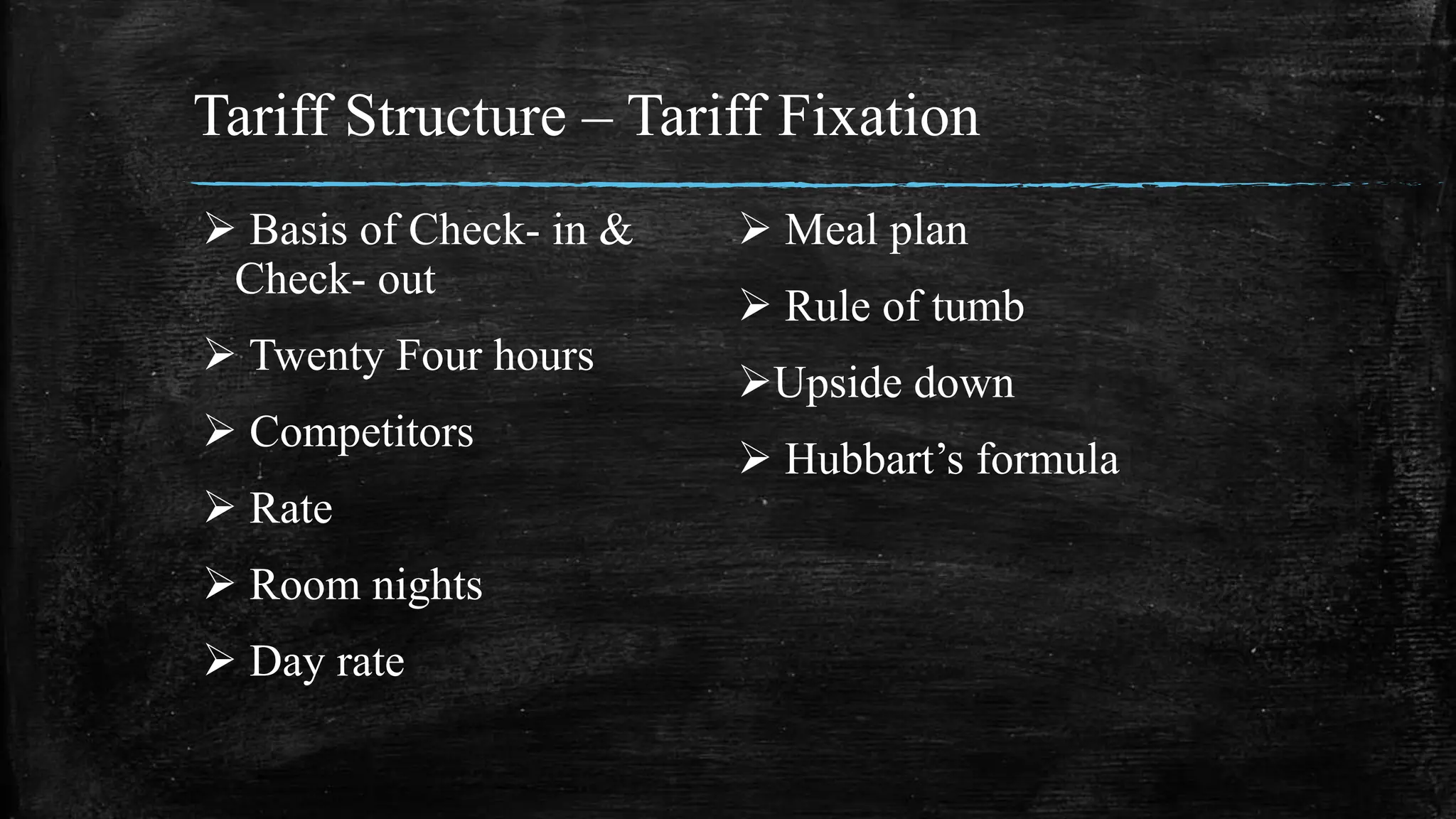Front Office -Tariff Structure of Hotels | PPTX