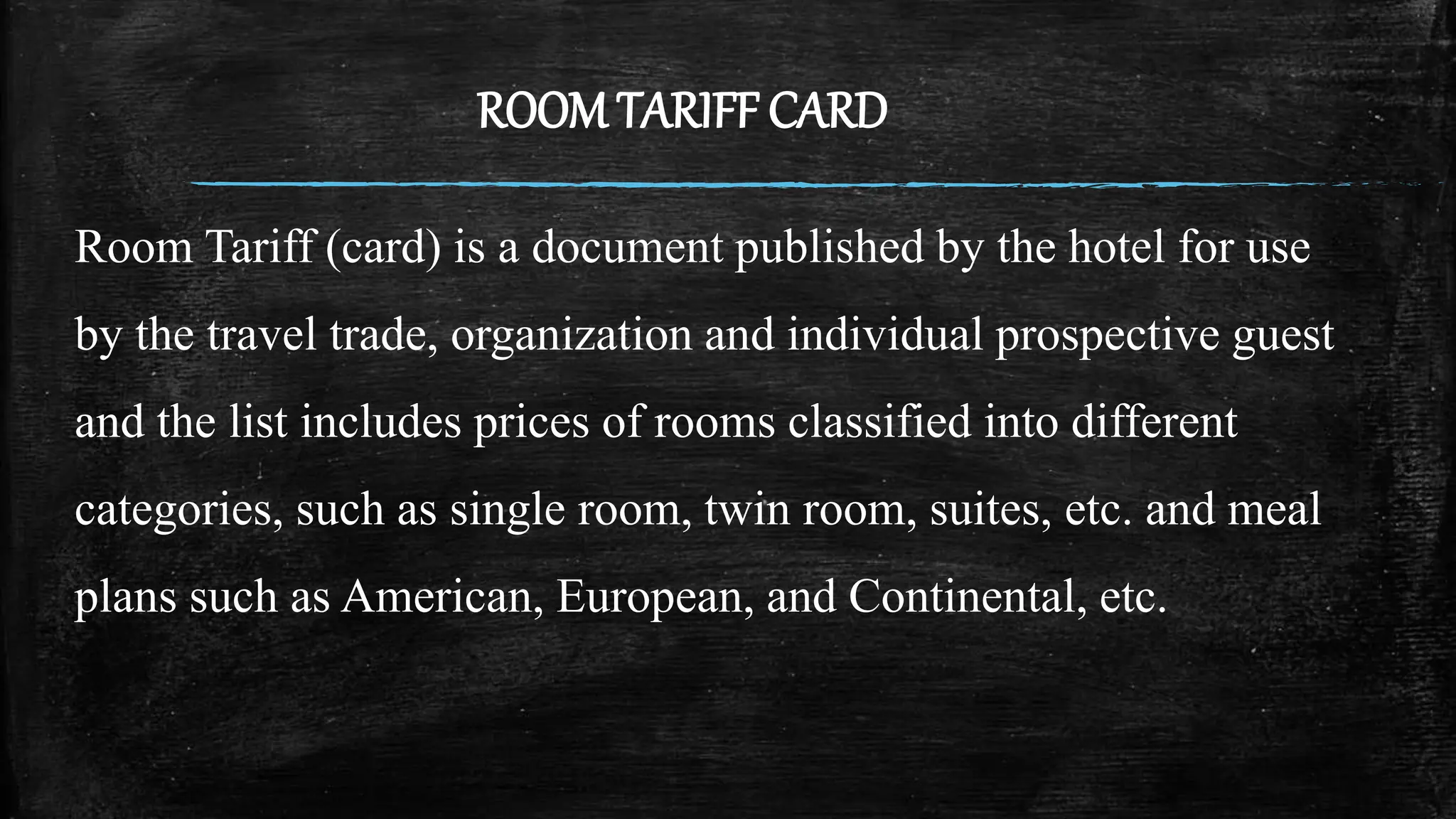 Front Office -Tariff Structure of Hotels | PPTX