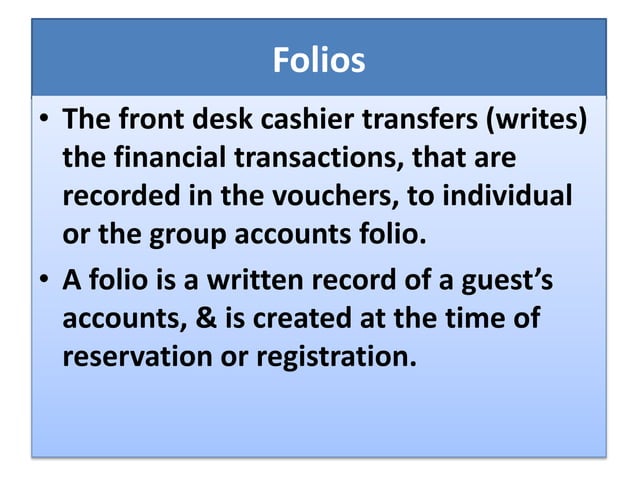 Accounting in Hotel Front office | PPTX