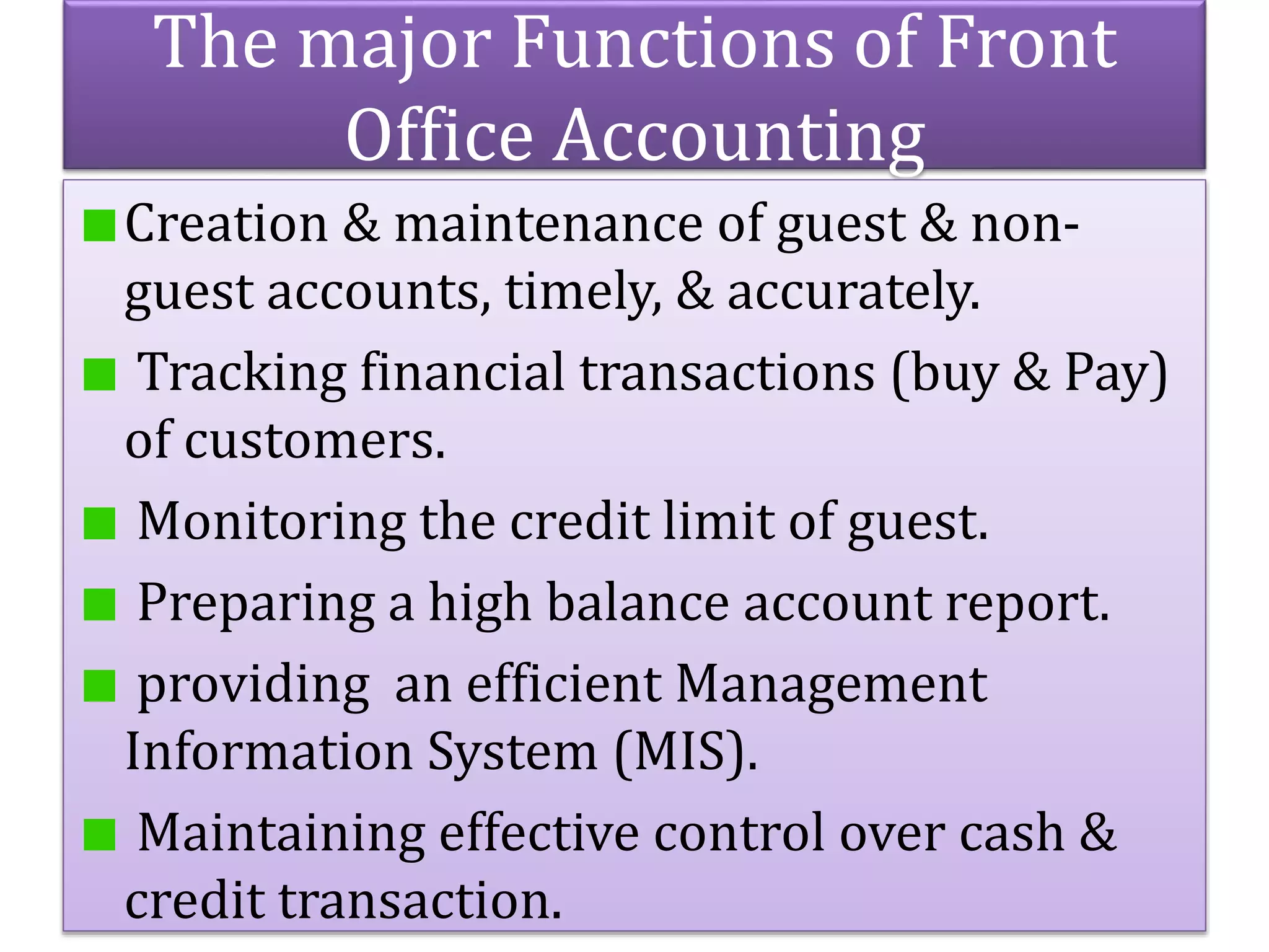 Front Office Accounting (Updated, August 2020) | PPTX