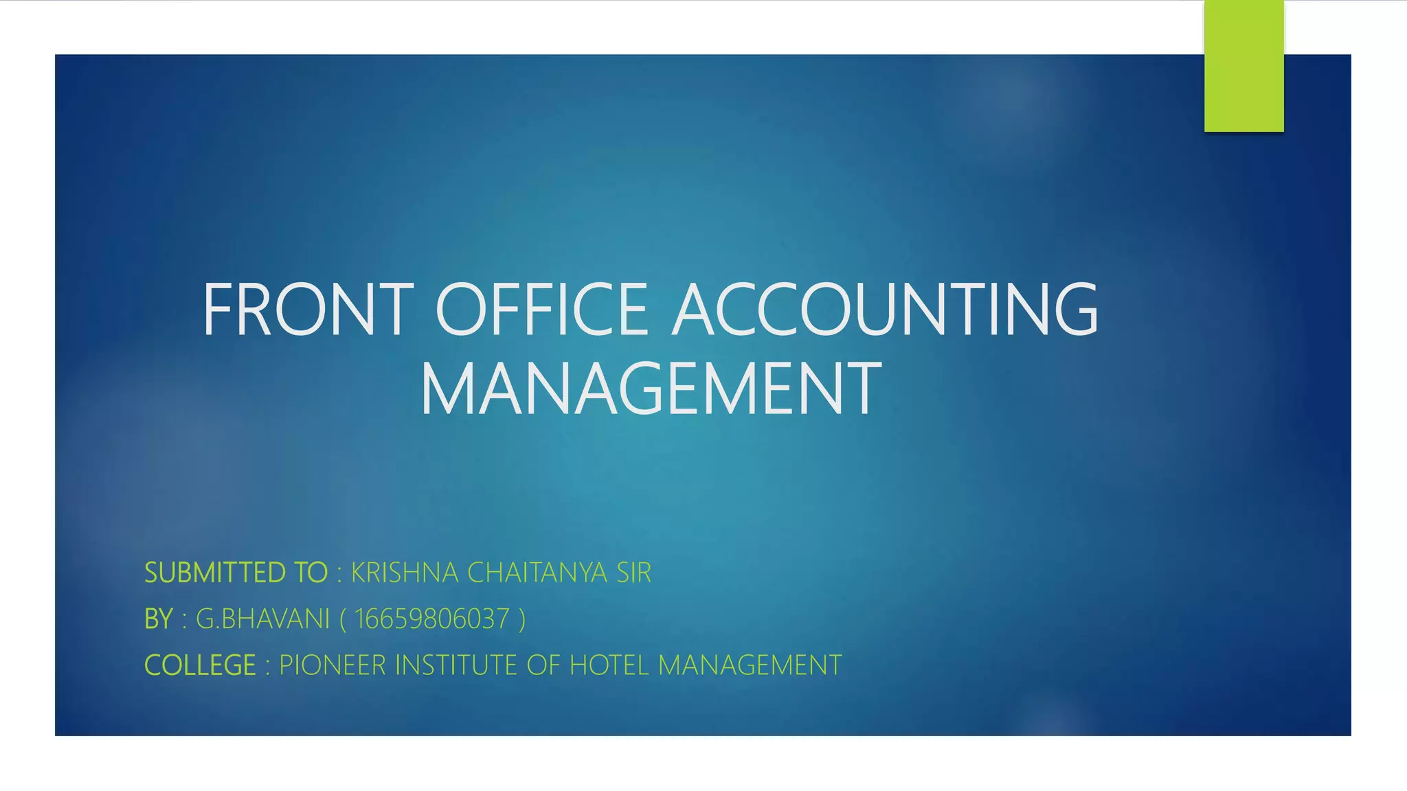 Front office accounting functions | PPT