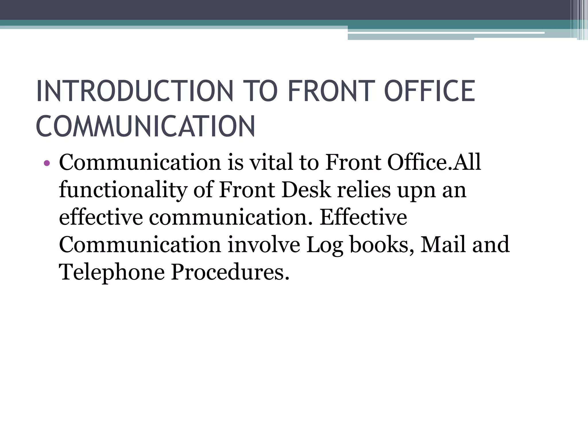 Front office communication | PPTX