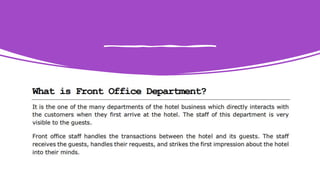 Front Office Department Presentation PPT | PPTX