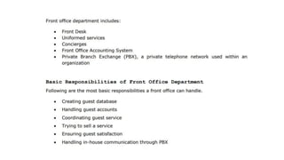 Front Office Department Presentation PPT | PPTX