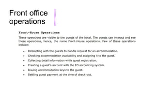 Front Office Department Presentation PPT | PPT