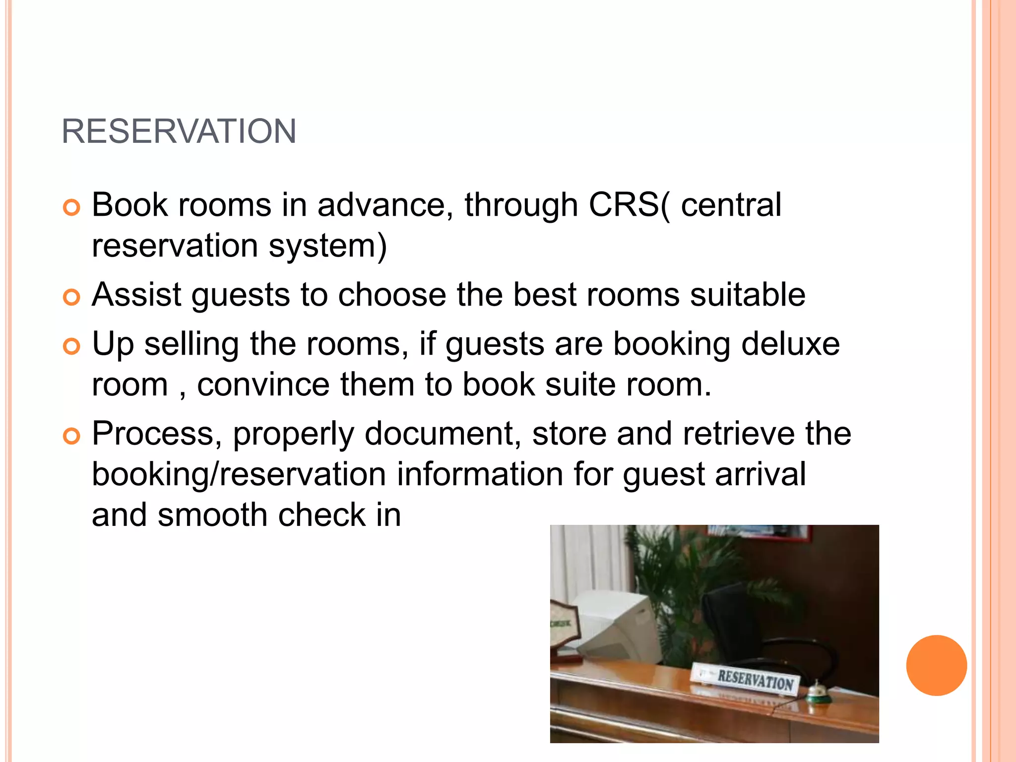 Hotel Front office department sections | PPTX