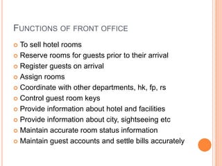 Hotel Front office department sections | PPTX | Hospitality Industry ...