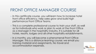 Manage Front Office Operations Course | Distance Learning | PPT