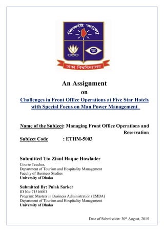 Front office operation | PDF