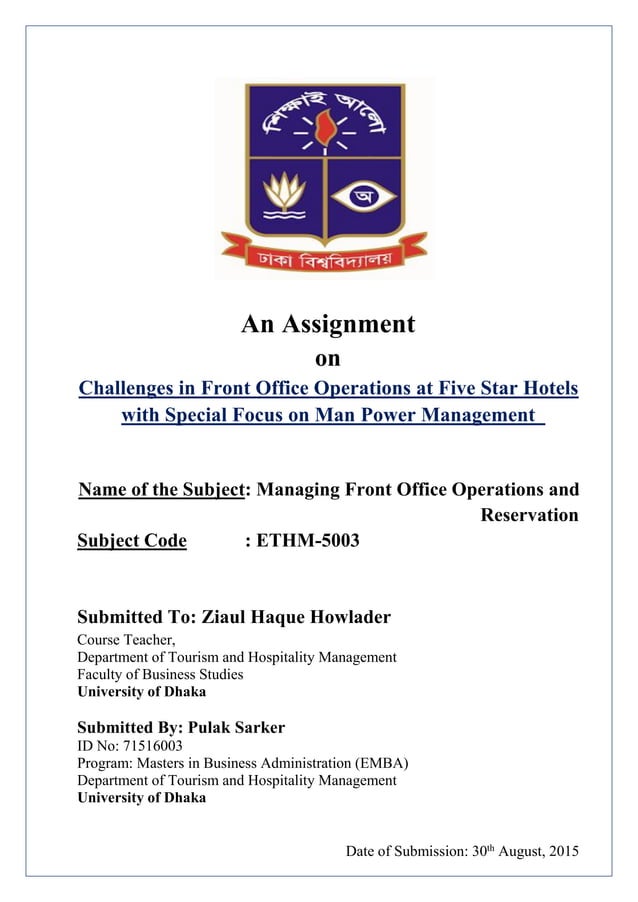 Front office operation | PDF | Hotels and Motels | Travel Type