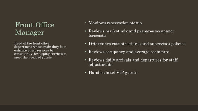 Front Office Operations Chapter 3: Housekeeping Operations | PPTX