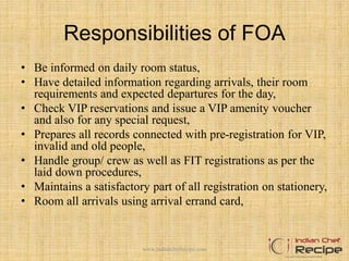 FRONT OFFICE ORGANISATION | PPTX