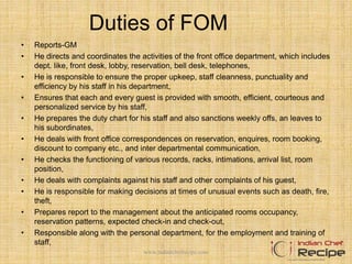 FRONT OFFICE ORGANISATION | PPTX