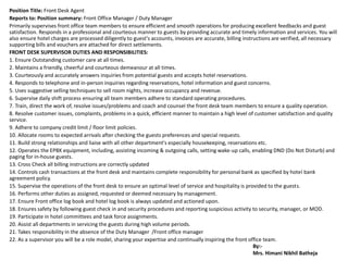 Front office organization | PPTX | Hotels and Motels | Travel Type