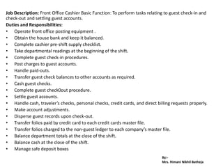 Front office organization | PPTX | Hotels and Motels | Travel Type