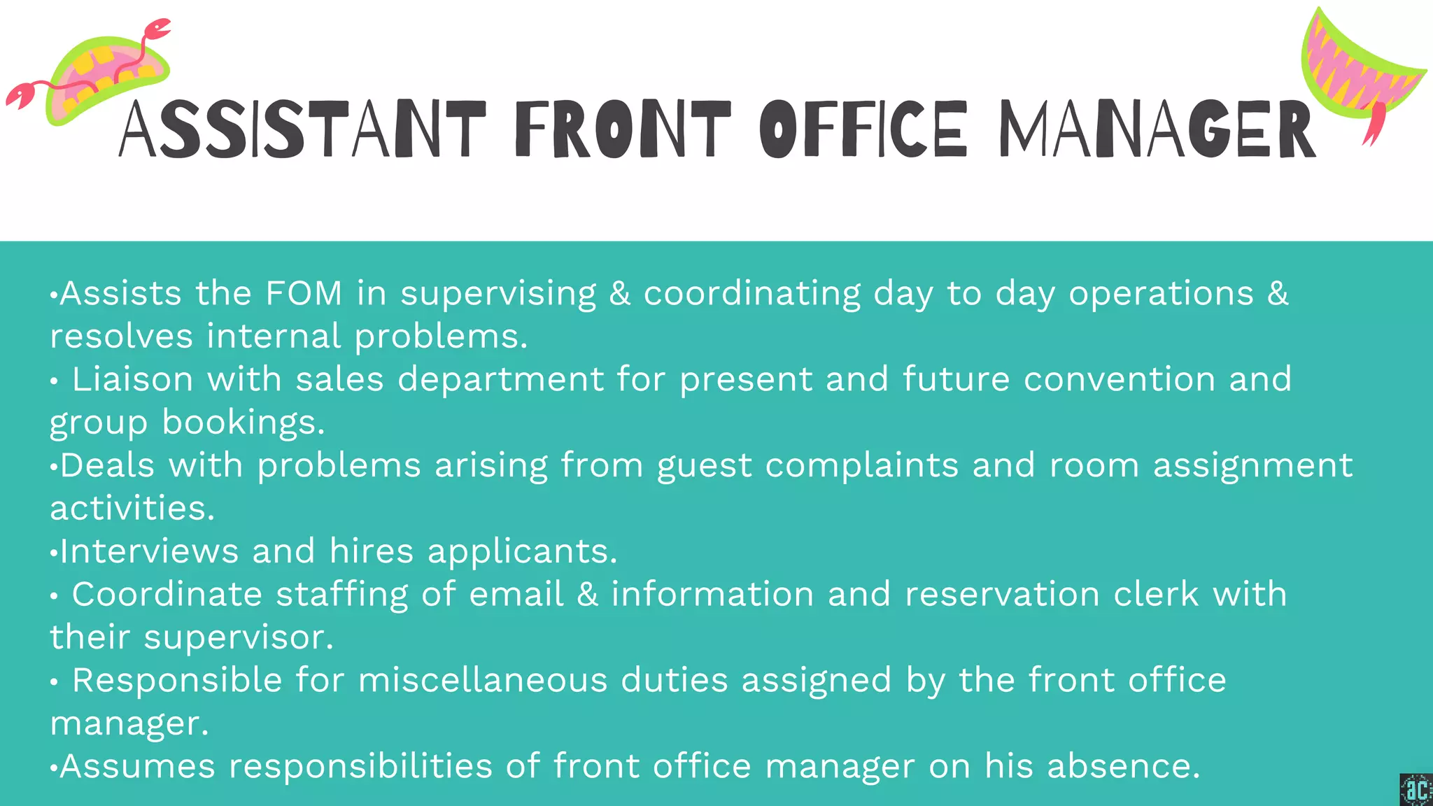 Front Office Organizational Structure | PPTX