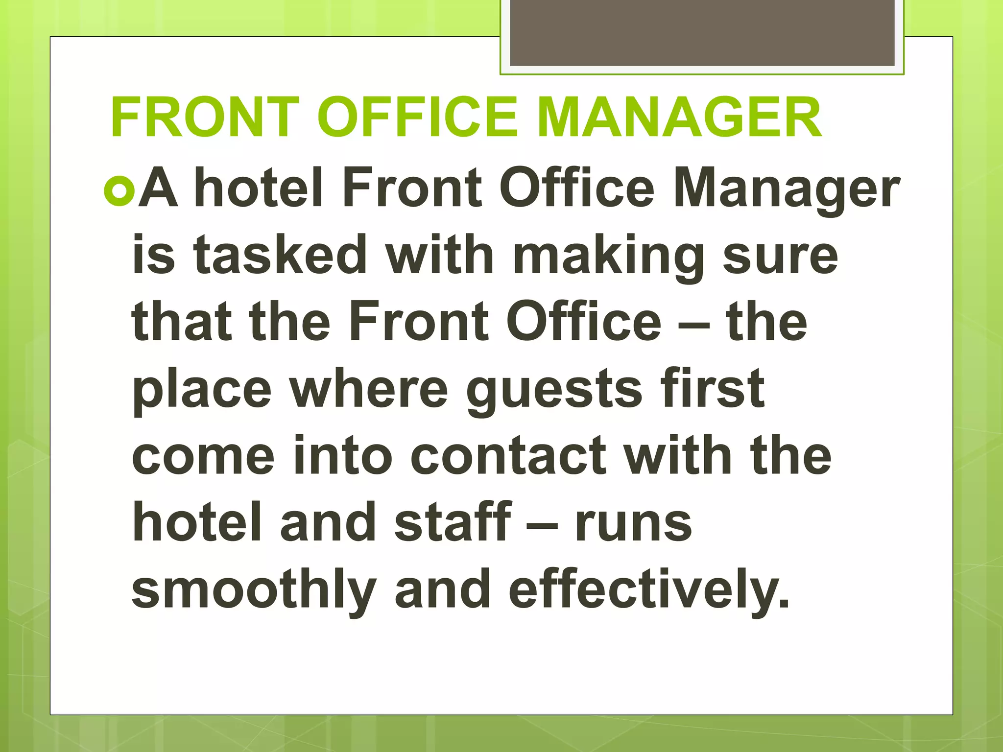 Front office personnel | PPTX