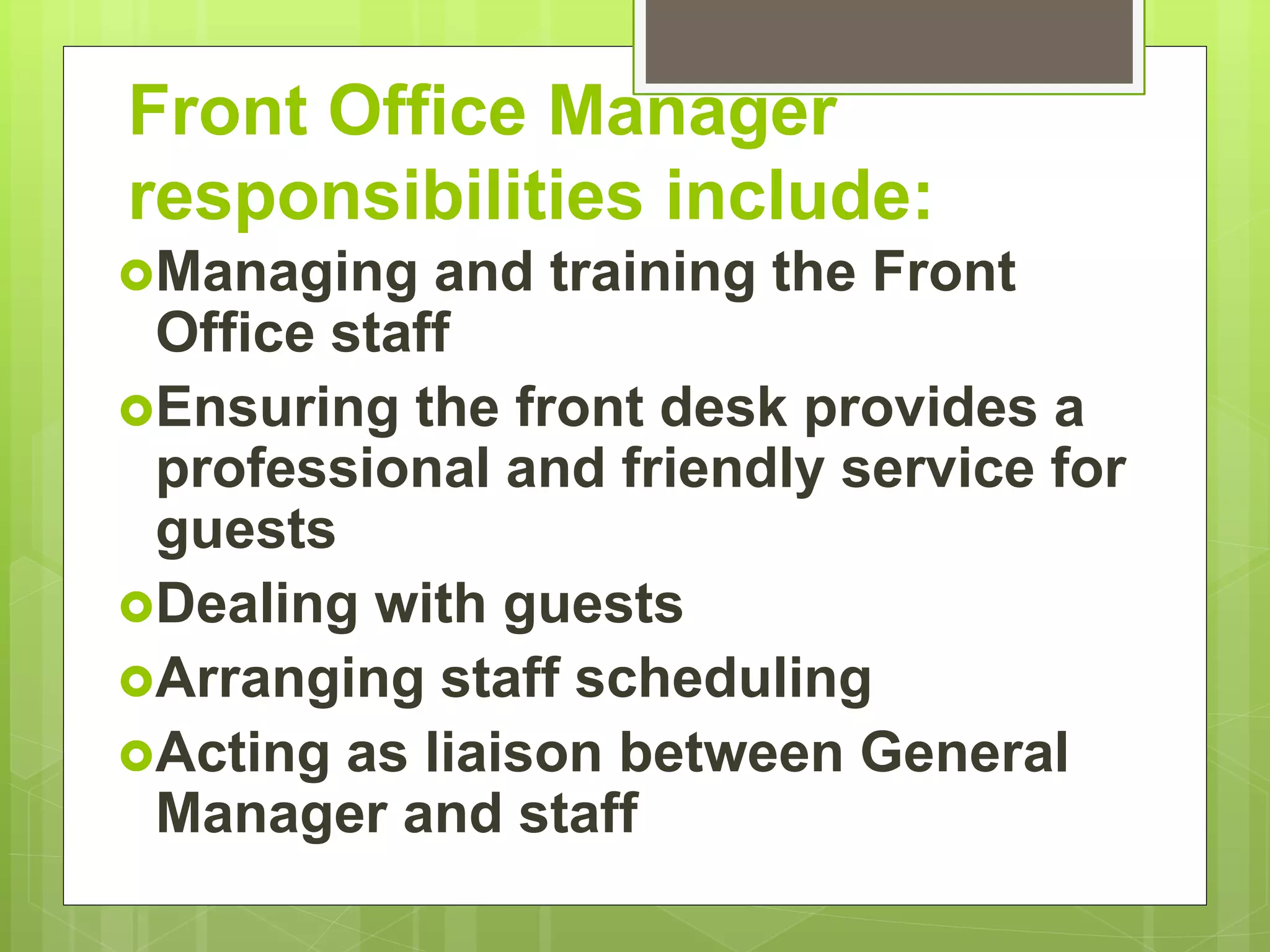 Front office personnel | PPTX