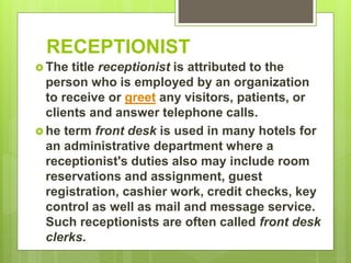 Front office personnel | PPTX
