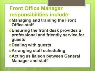 Front office personnel | PPTX