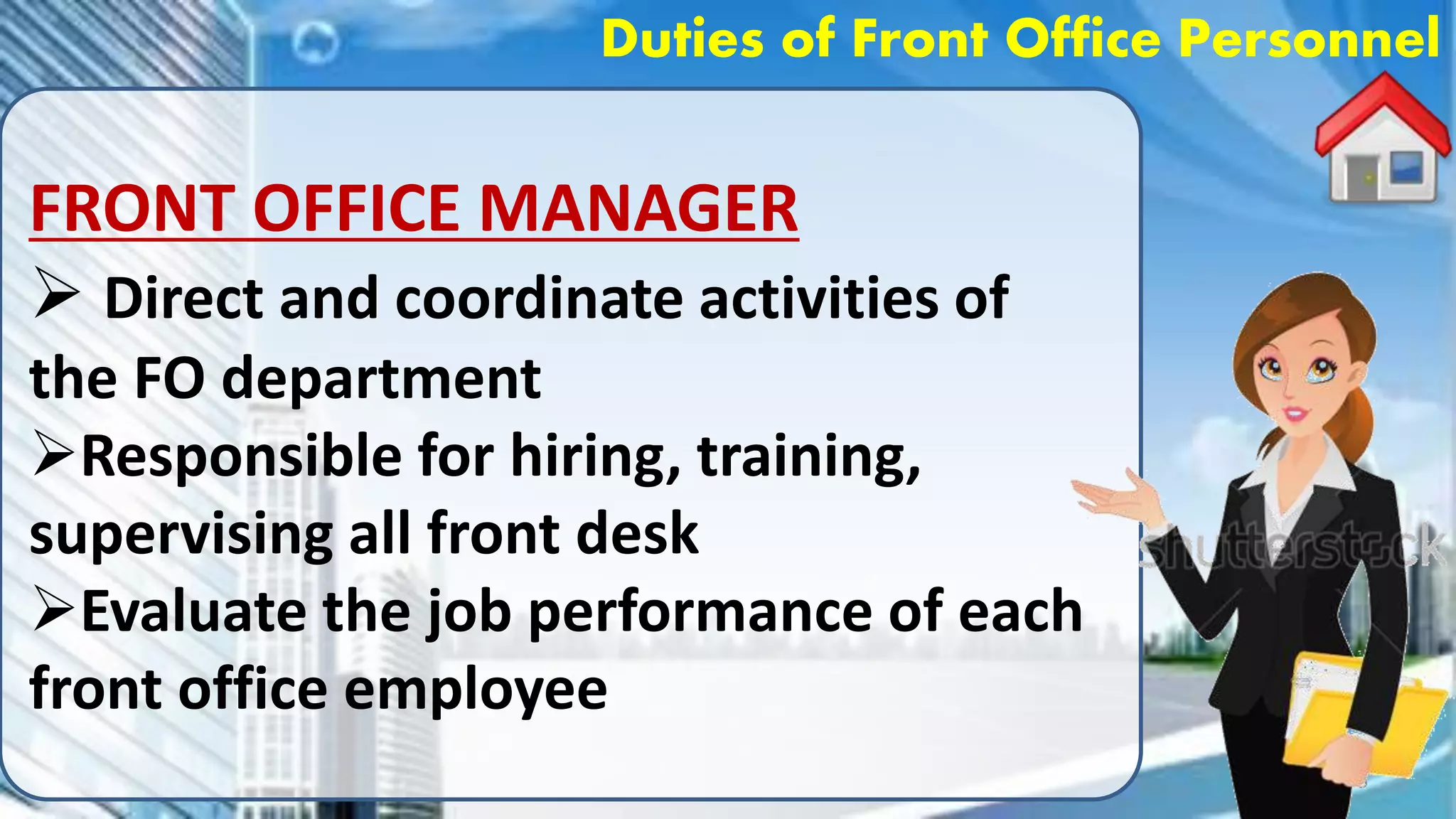 Front Office Personnel Duties by Ma'amShie | PPTX