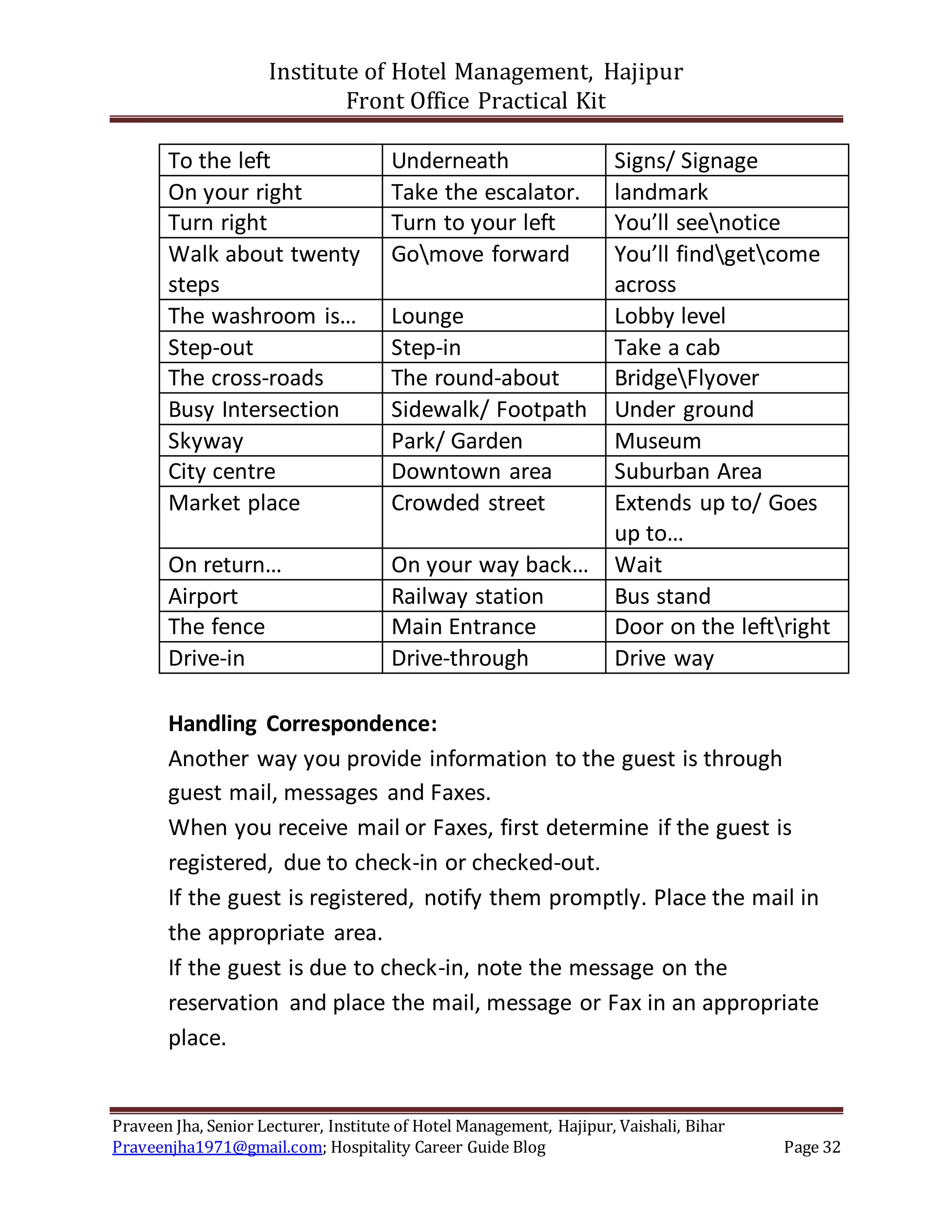Front Office Practical Role Play Scripts for Hotel | DOCX