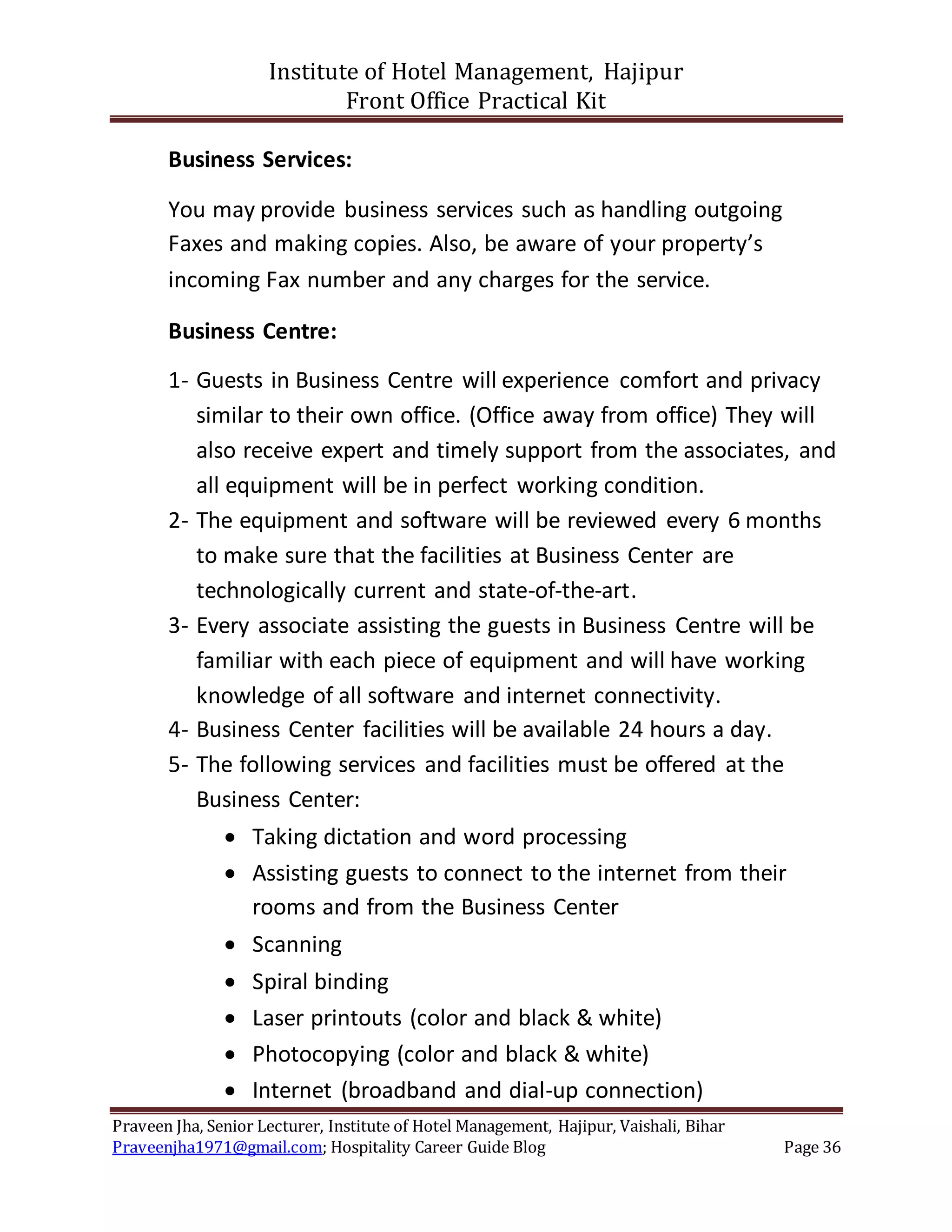 Front Office Practical Role Play Scripts for Hotel | DOCX