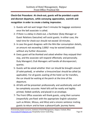 Front Office Practical Role Play Scripts for Hotel | DOCX