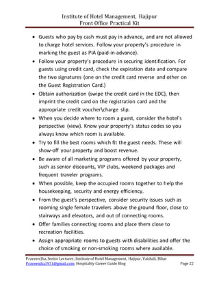 Front Office Practical Role Play Scripts for Hotel | DOCX
