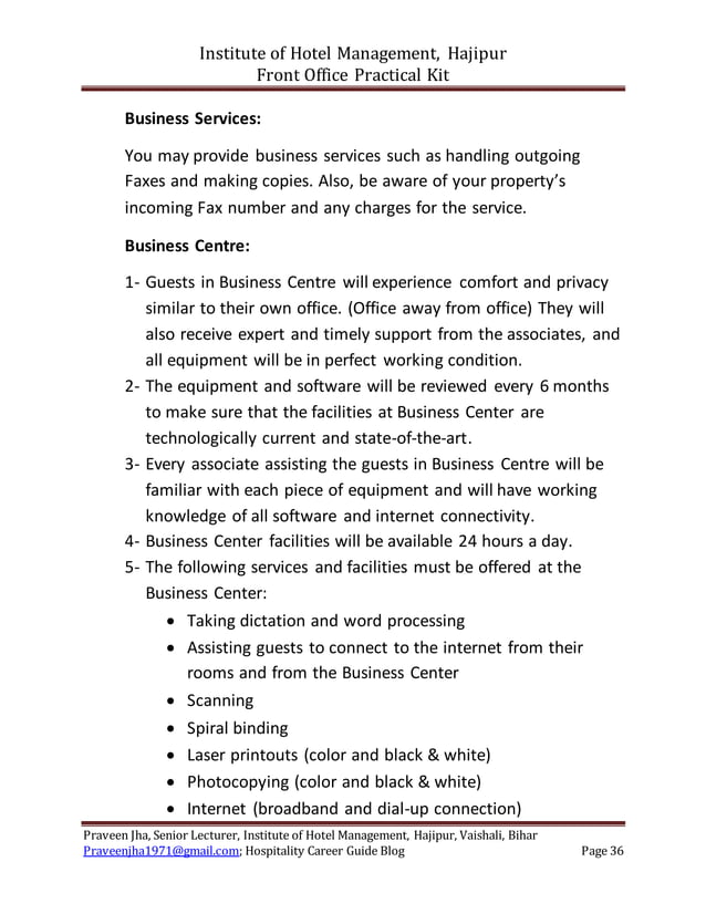 Front Office Practical Role Play Scripts for Hotel | DOCX