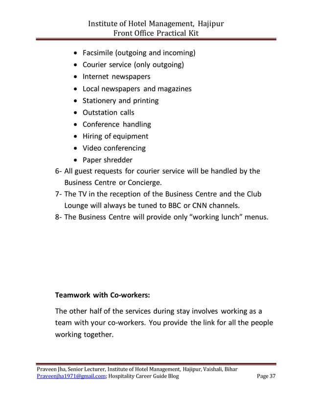 Front Office Practical Role Play Scripts for Hotel | DOCX