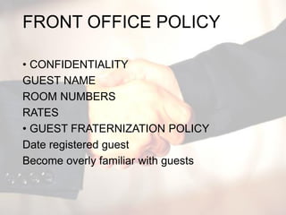Front Office Roles - organizational chart | PDF