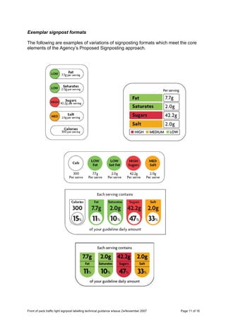 Front of Pack Traffic Light Signpost Labelling - Food Standards Agency ...