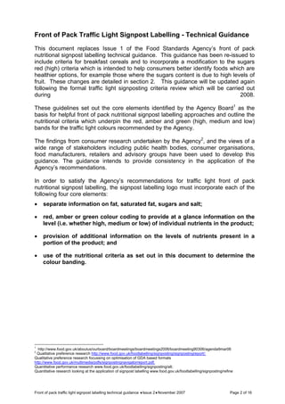 Front of Pack Traffic Light Signpost Labelling - Food Standards Agency ...