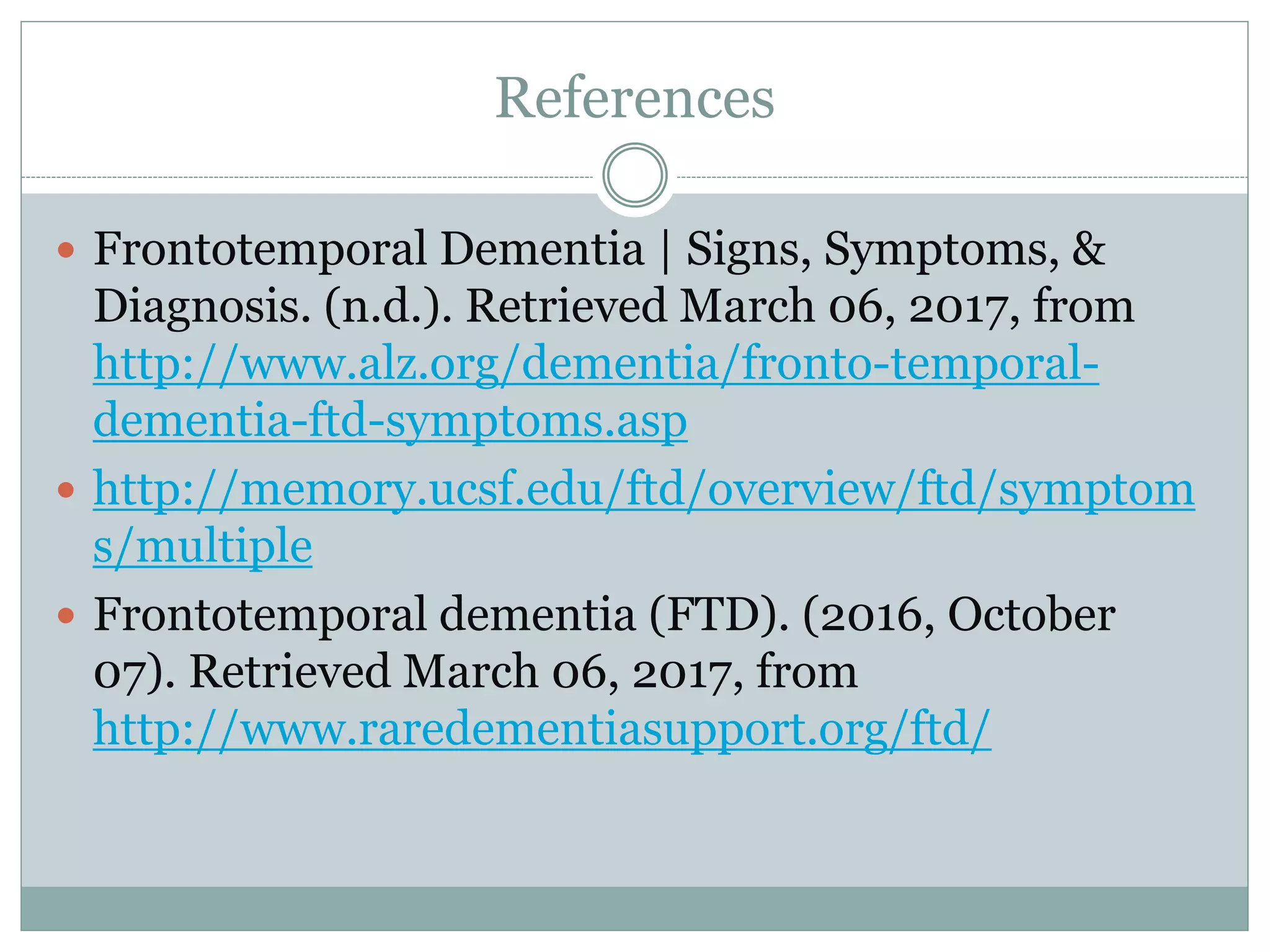 Frontotemporal dementia | PPTX