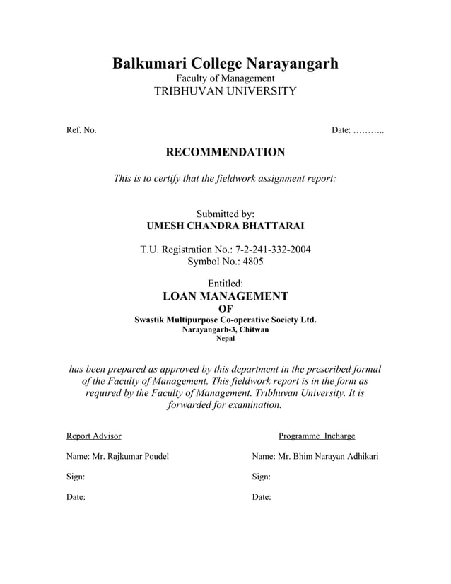 Chapterwise LOAN MANAGEMENT | DOC