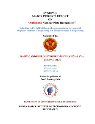 major project Synopsis front page | DOC
